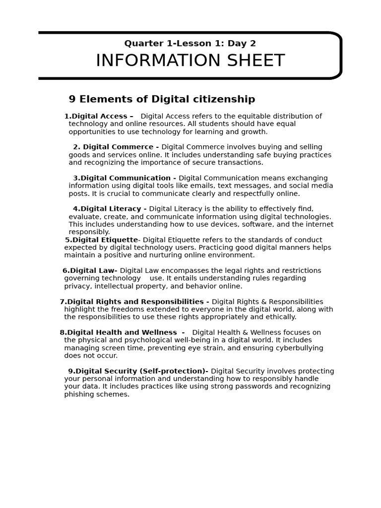 Info Sheet Digital Citizenship | PDF