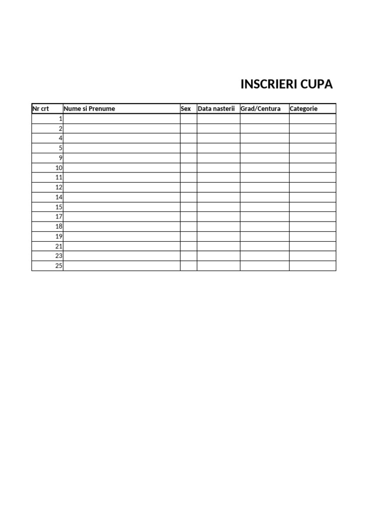 Inscrieri Cupa Neko-Me | PDF