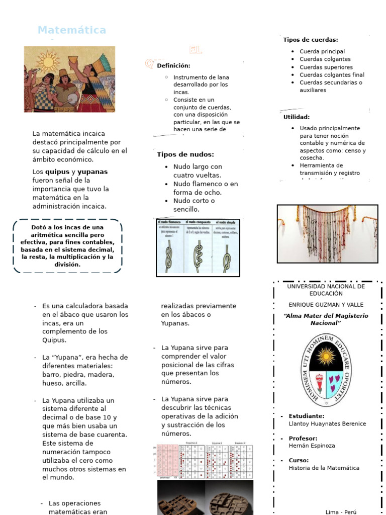 Triptico Inca | PDF | Matemáticas | Aritmética
