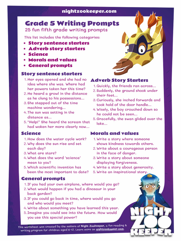 Fun Writing Prompts for Grade 5 | PDF