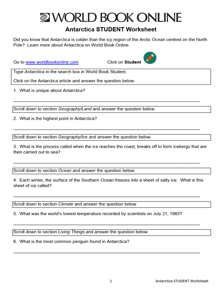 Antarctica Worksheet STUDENTnew Teachers | PDF | Antarctica | South Pole