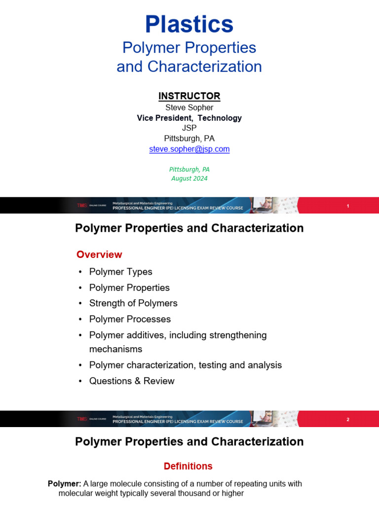 Polymer Properties and Characterization Guide | PDF | Polymers | Shear ...
