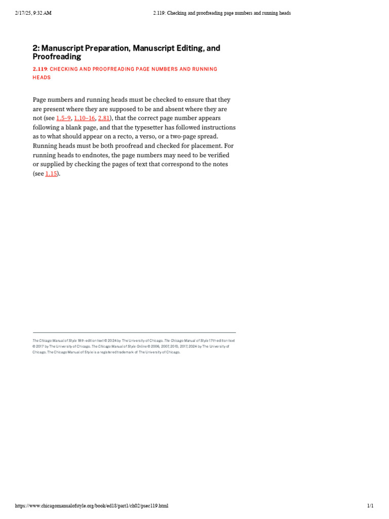 2.119 - Checking and Proofreading Page Numbers and Running Heads | PDF