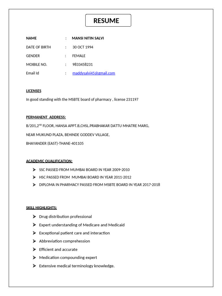 Mansi Resume | PDF