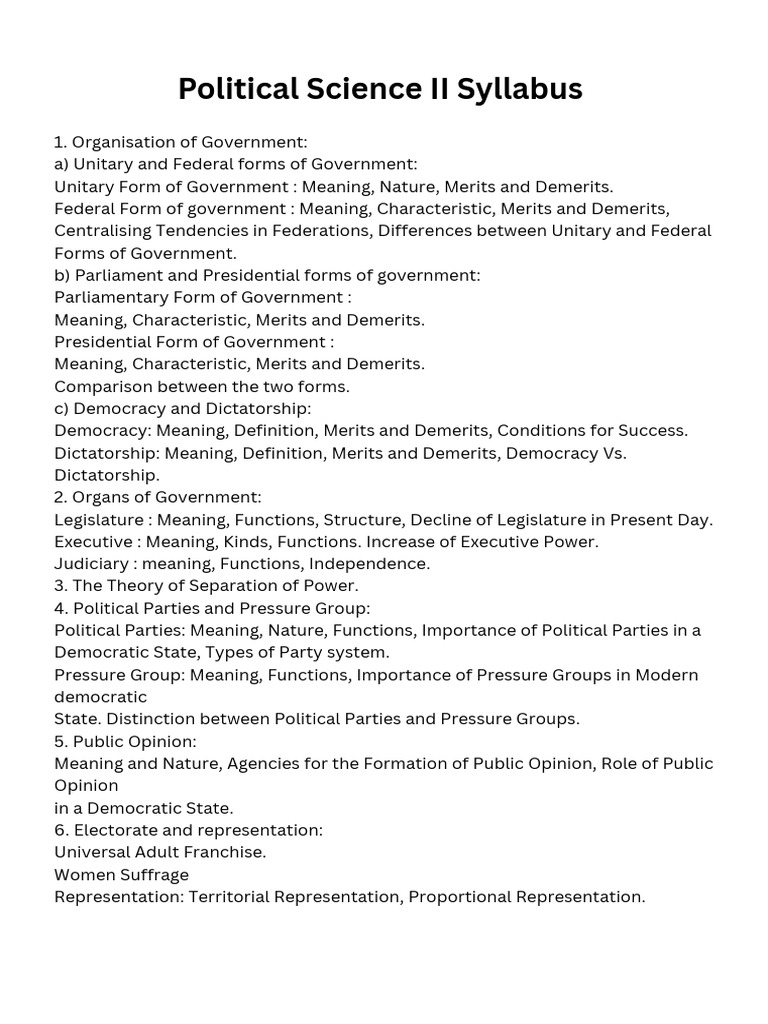 Political Science Syllabus Overview | PDF