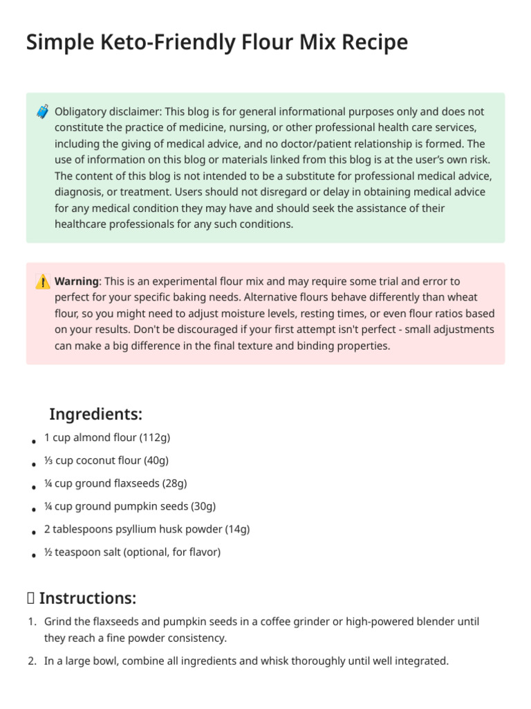 Simple Keto-Friendly Flour Mix Recipe-2025041617314372 | PDF | Flour ...
