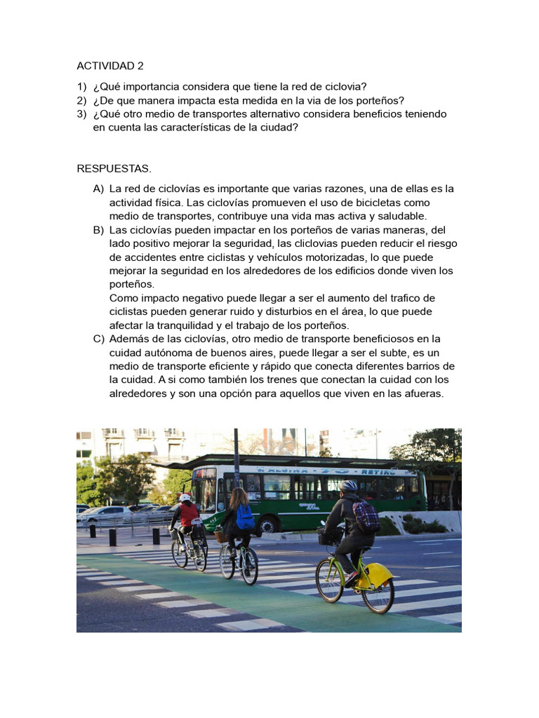 Importancia de las Ciclovías en Buenos Aires | PDF