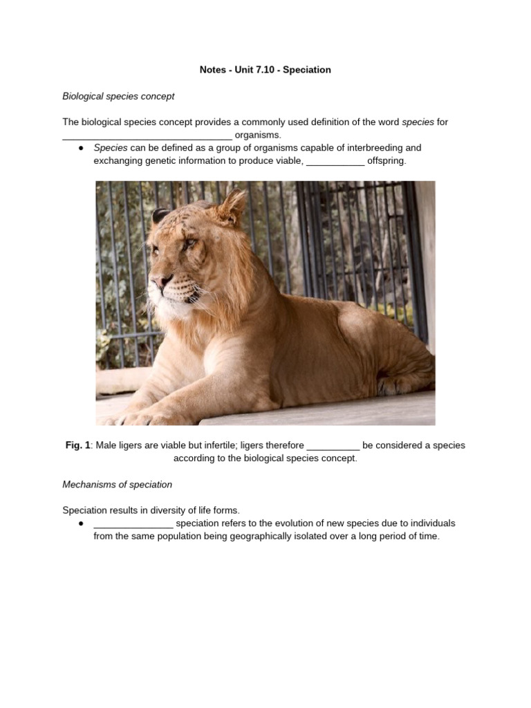 Notes - AP Biology - Unit 7.10 - Speciation | PDF | Hybrid (Biology ...
