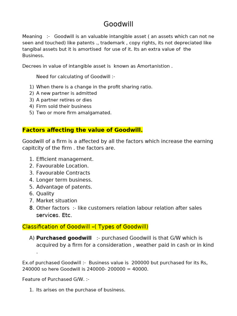 Understanding Goodwill in Accounting | PDF | Goodwill (Accounting ...