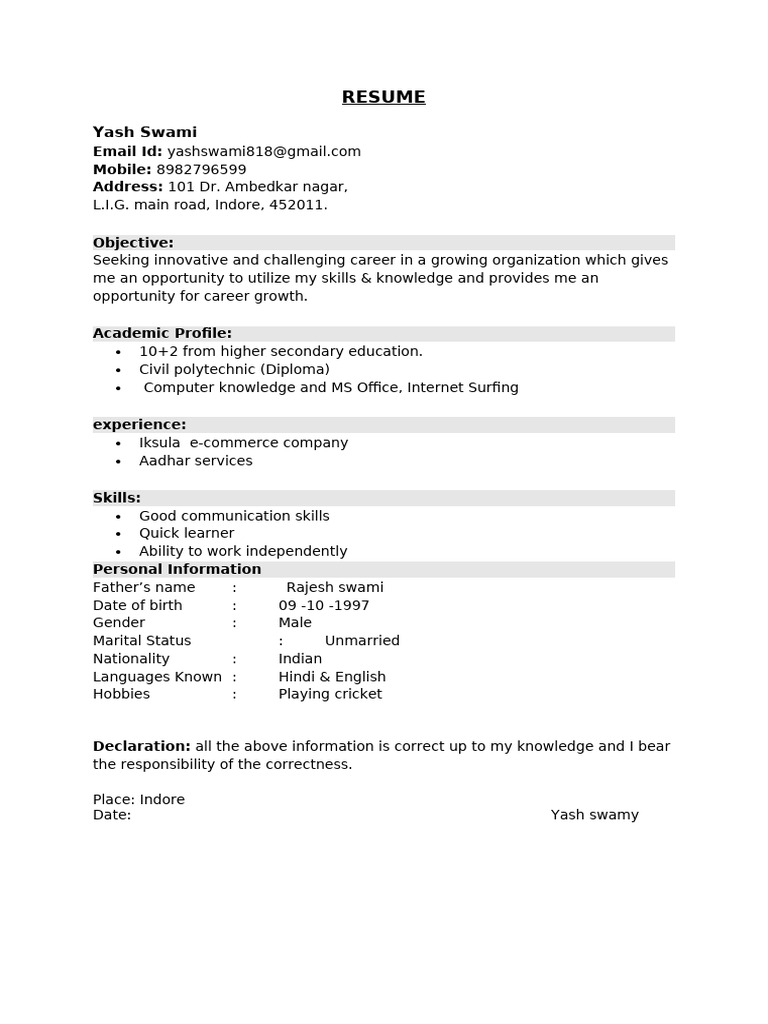 Yash Swamy Resume | PDF