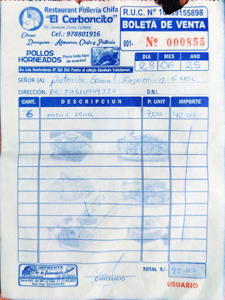2025-06-28 Comida Boleta | PDF