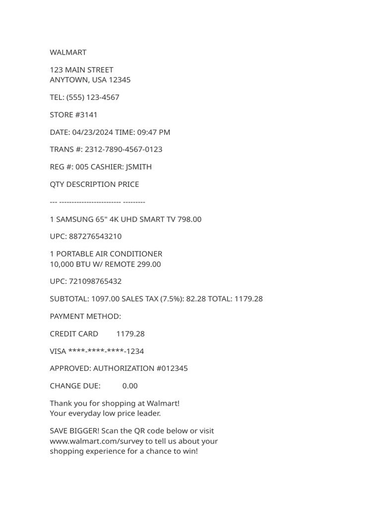 Walmart Receipt | PDF