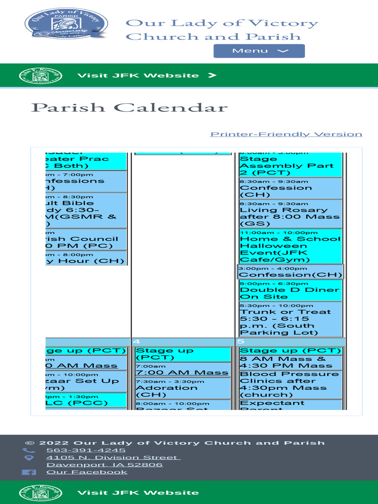 Our Lady of Victory Mass Schedule | PDF