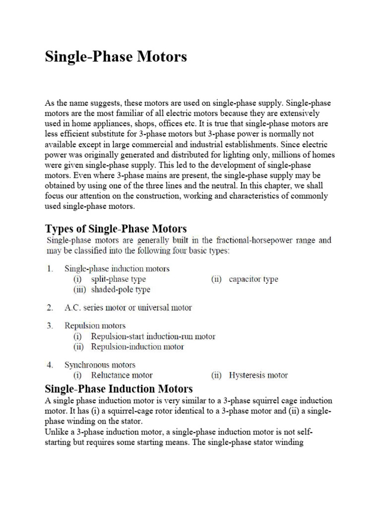 Single Phase Machines Notes | PDF | Electric Motor | Electrical Engineering