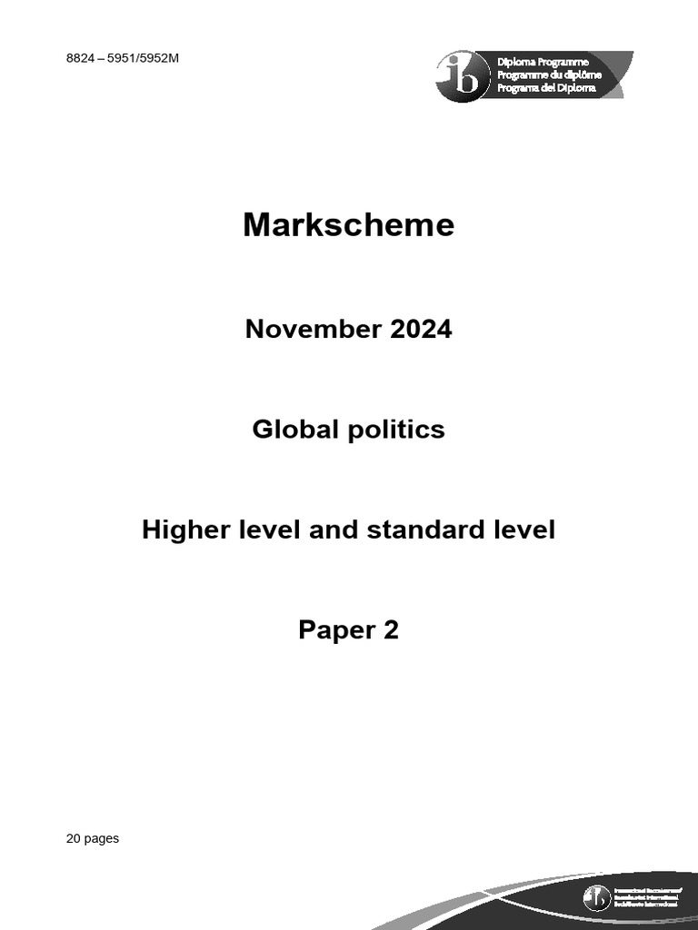 IB Global Politics Paper 2 Markscheme | PDF | Human Rights | Sustainability