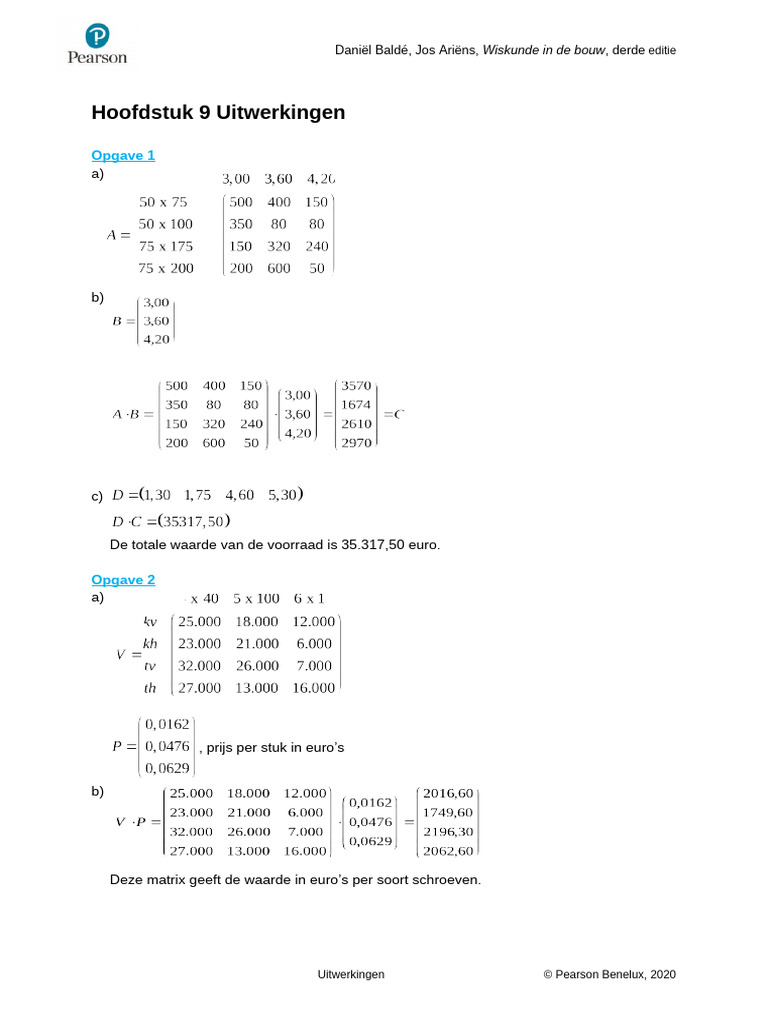 WiskundeBouw3 Uitwerkingen H9 | PDF