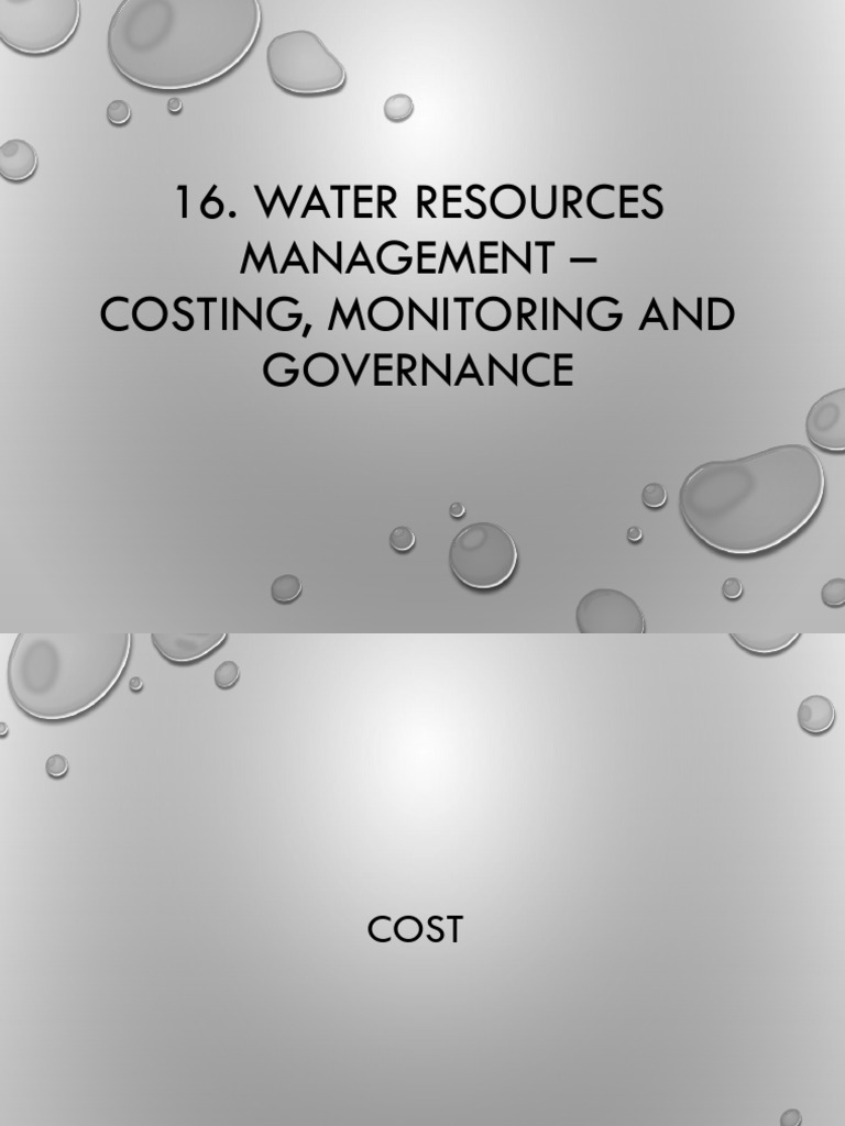 Water Resources Management - Costing, Monitoring and Governance | PDF | Water Resources | Governance