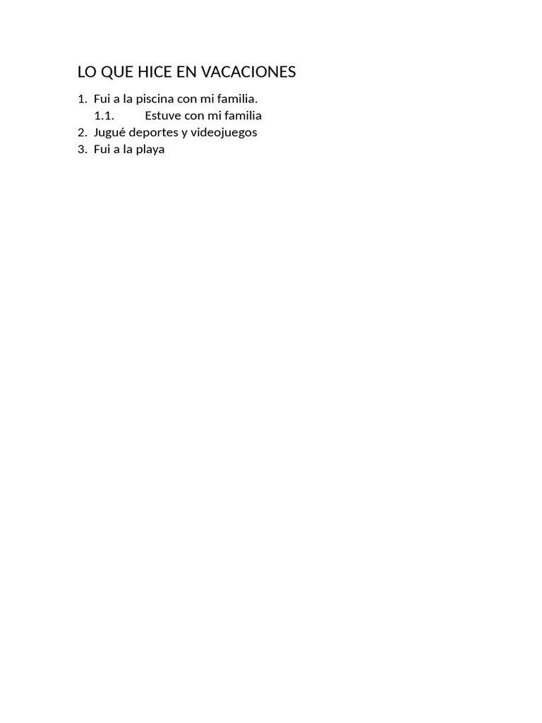 Lo Que Hice en Vacaciones | PDF