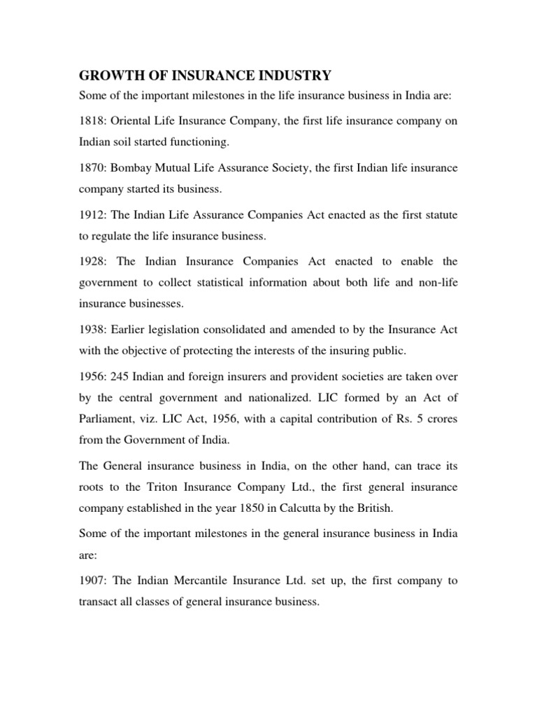 Growth of Insurance Industry | PDF | Insurance | Life Insurance