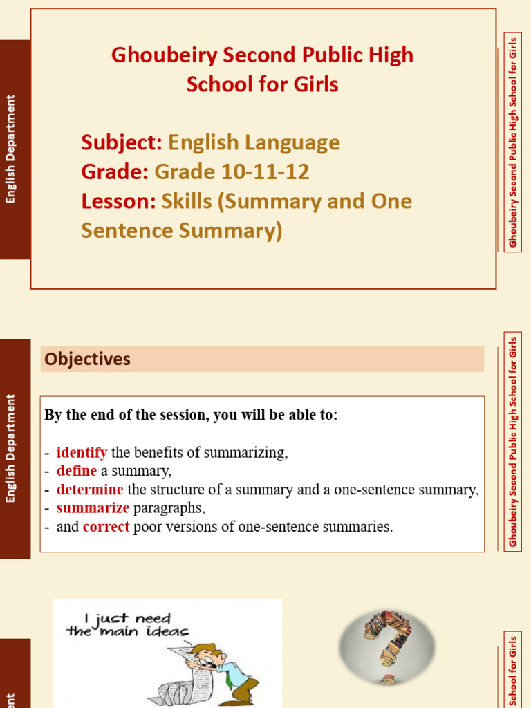 Summary and One Sentence Summary | PDF | English Language | Adolescence