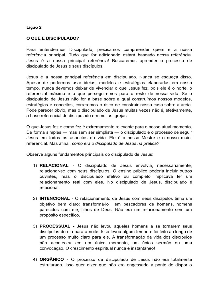 Fundamentos do Discipulado de Jesus | PDF | Discípulo (cristianismo ...