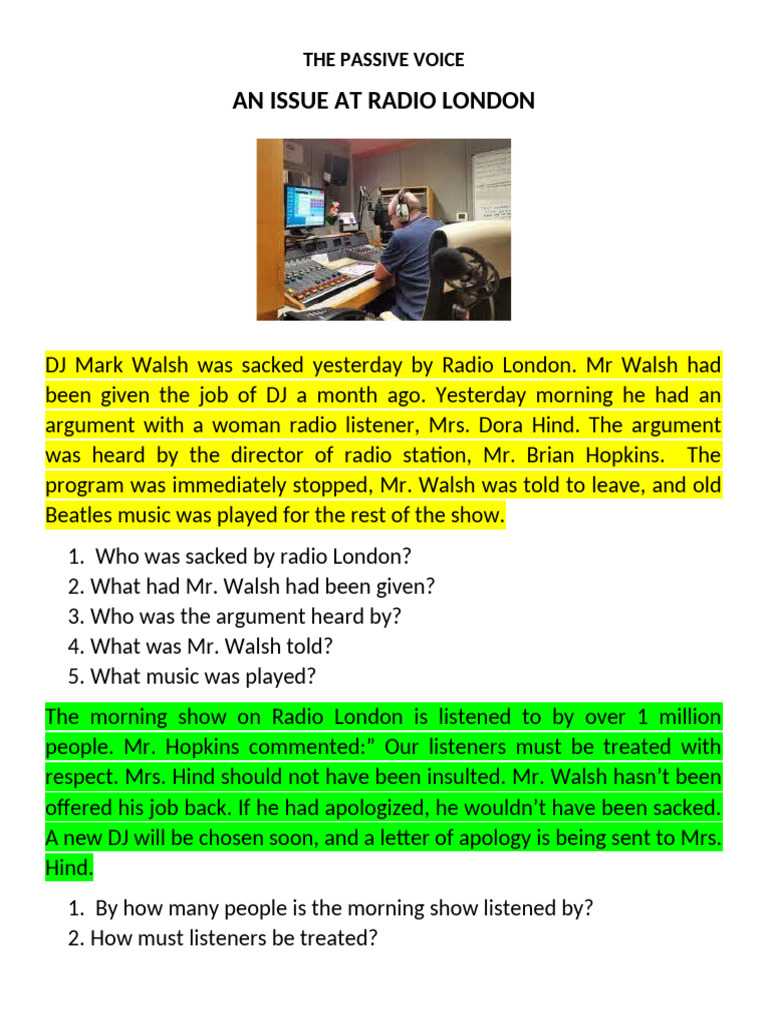 The Passive Voice Reading and Exercises Dos | PDF