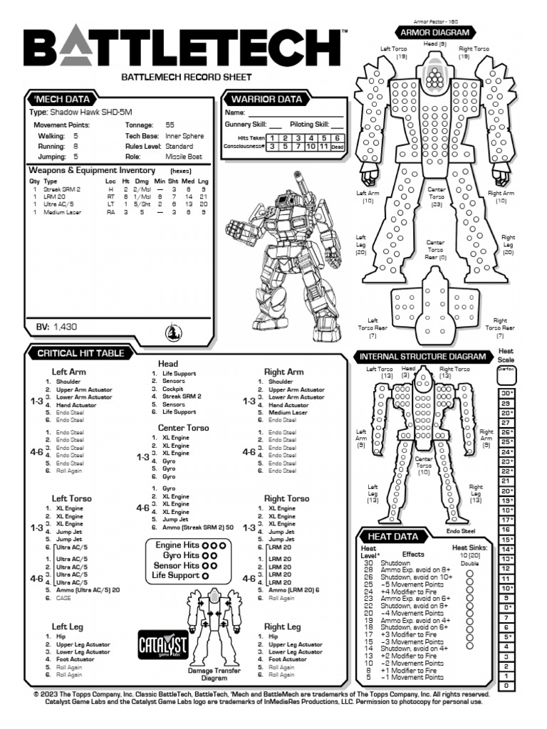Shadow Hawk SHD 5M | PDF | Battle Tech