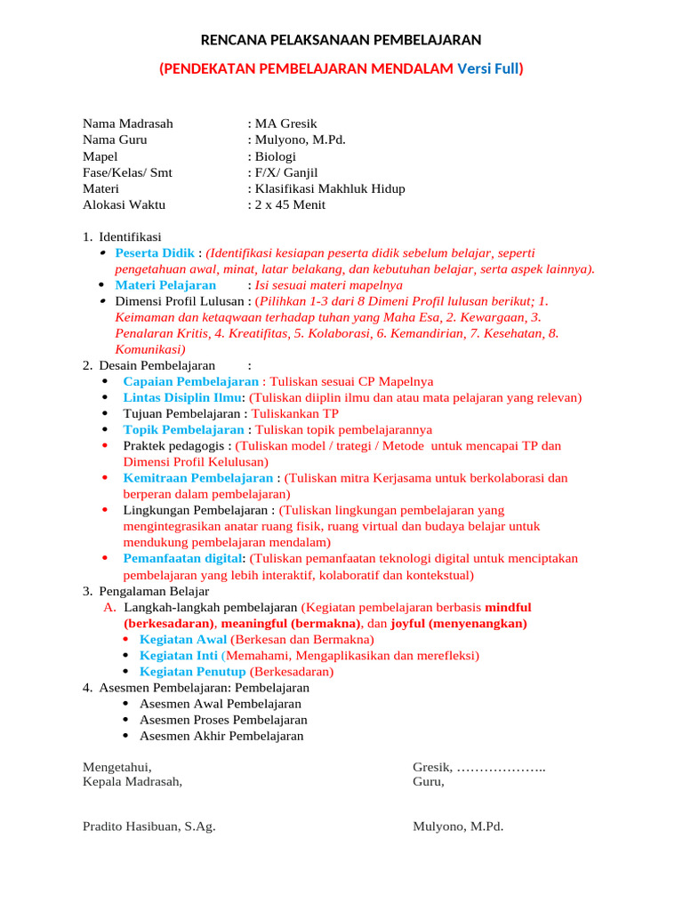 Sistematika RPP Deep Learning | PDF
