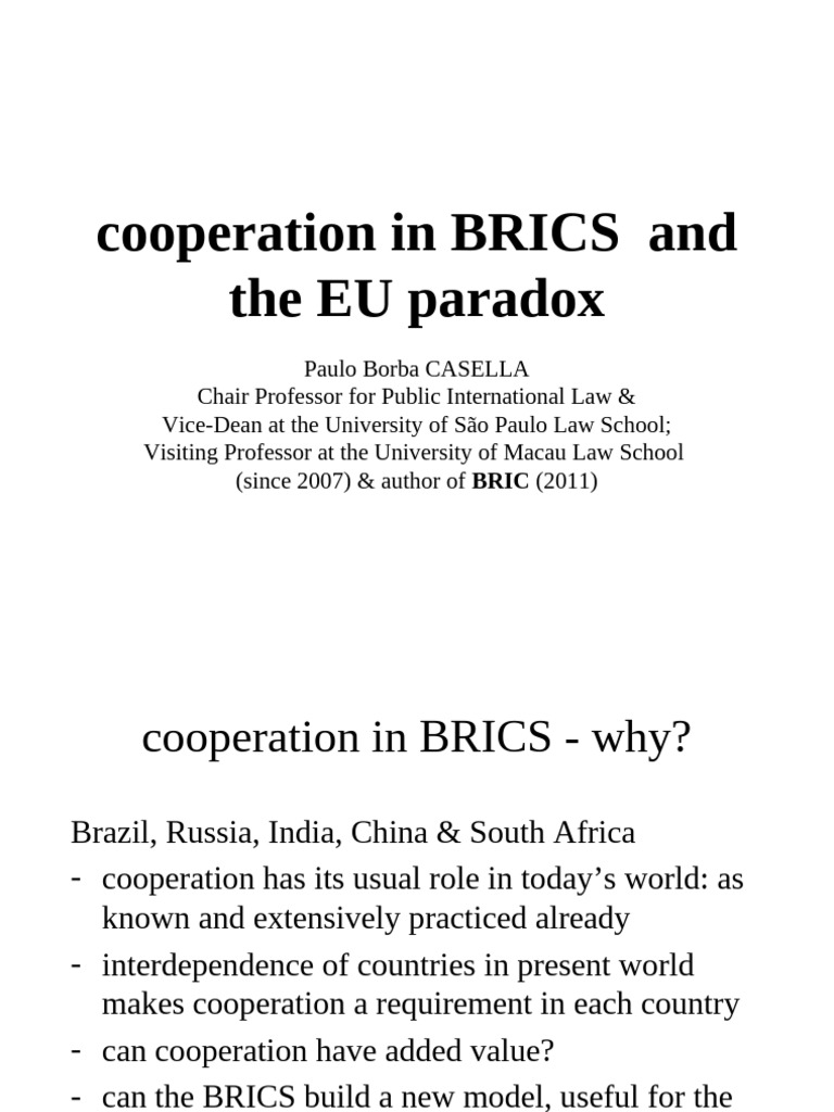 BRICS-EU Cooperation: A New Model | PDF | European Union | Globalization