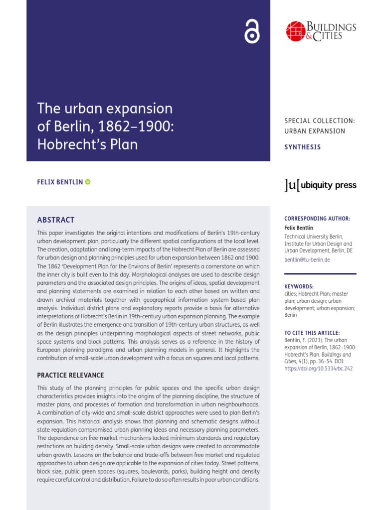 Berlin's Urban Expansion: Hobrecht's Plan | PDF | Urban Planning ...