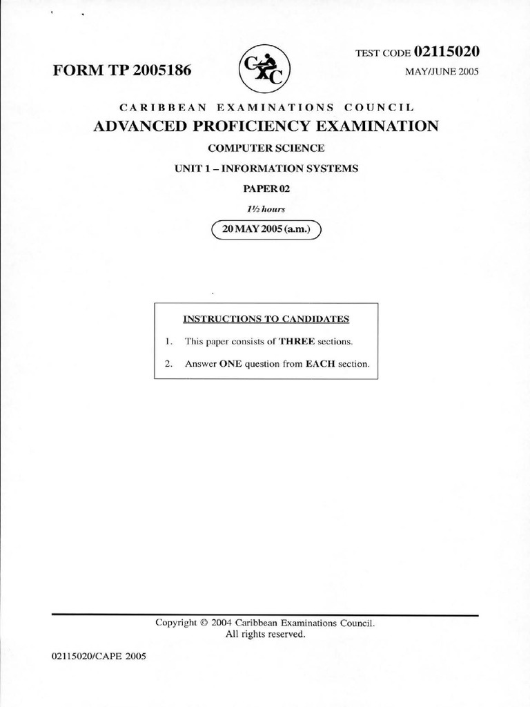 Computer Science U1 P2 2005 | PDF | Computer Network | Network Topology