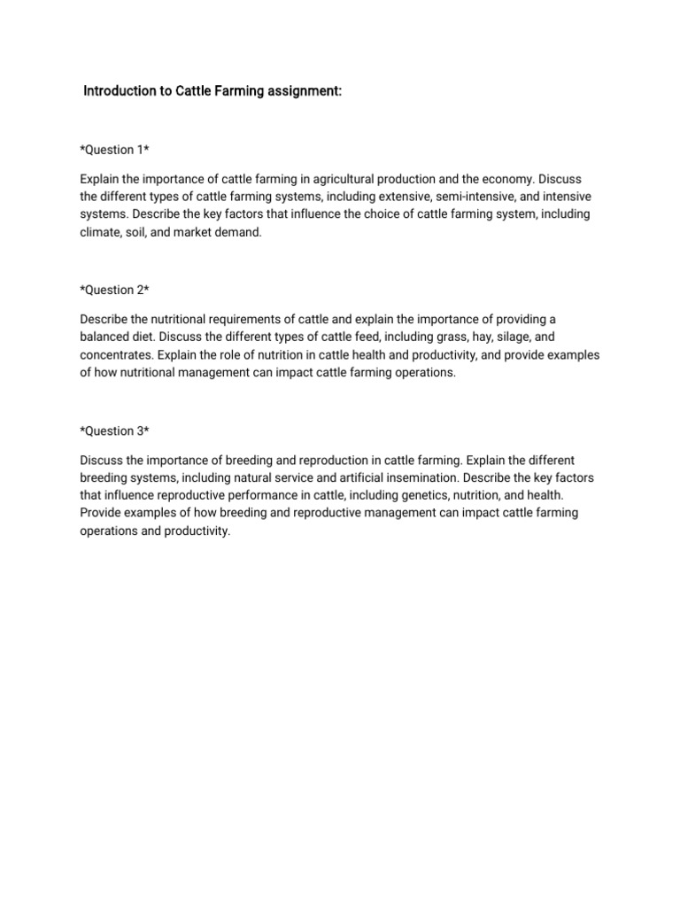 Overview of Cattle Farming Practices | PDF