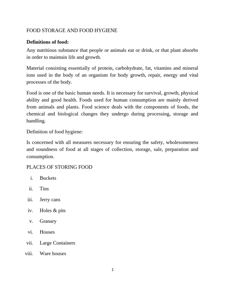 Food Storage and Food Hygiene Notes | PDF | Mycotoxin | Food Preservation