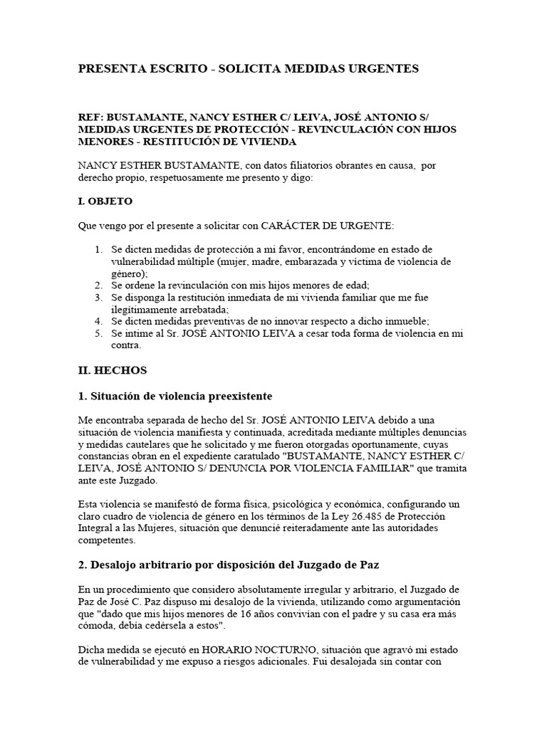 Presenta Escrito | PDF | La violencia contra las mujeres | Debido al proceso