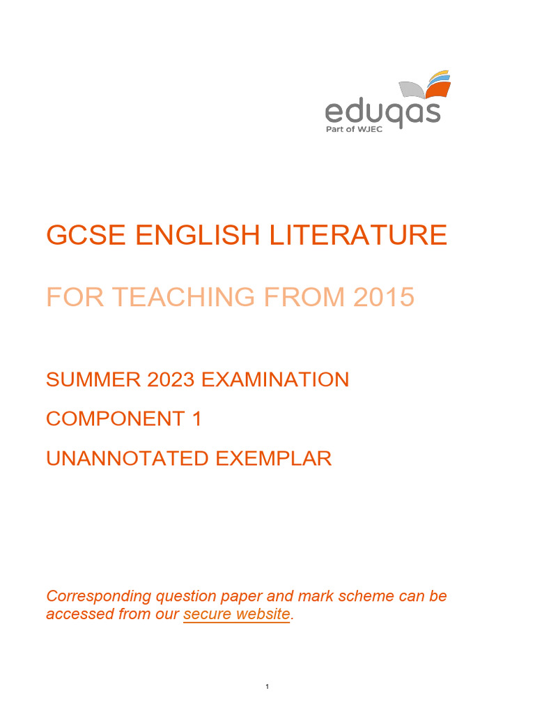 Eduqas GCSE English Literature Examples | PDF | Qualifications