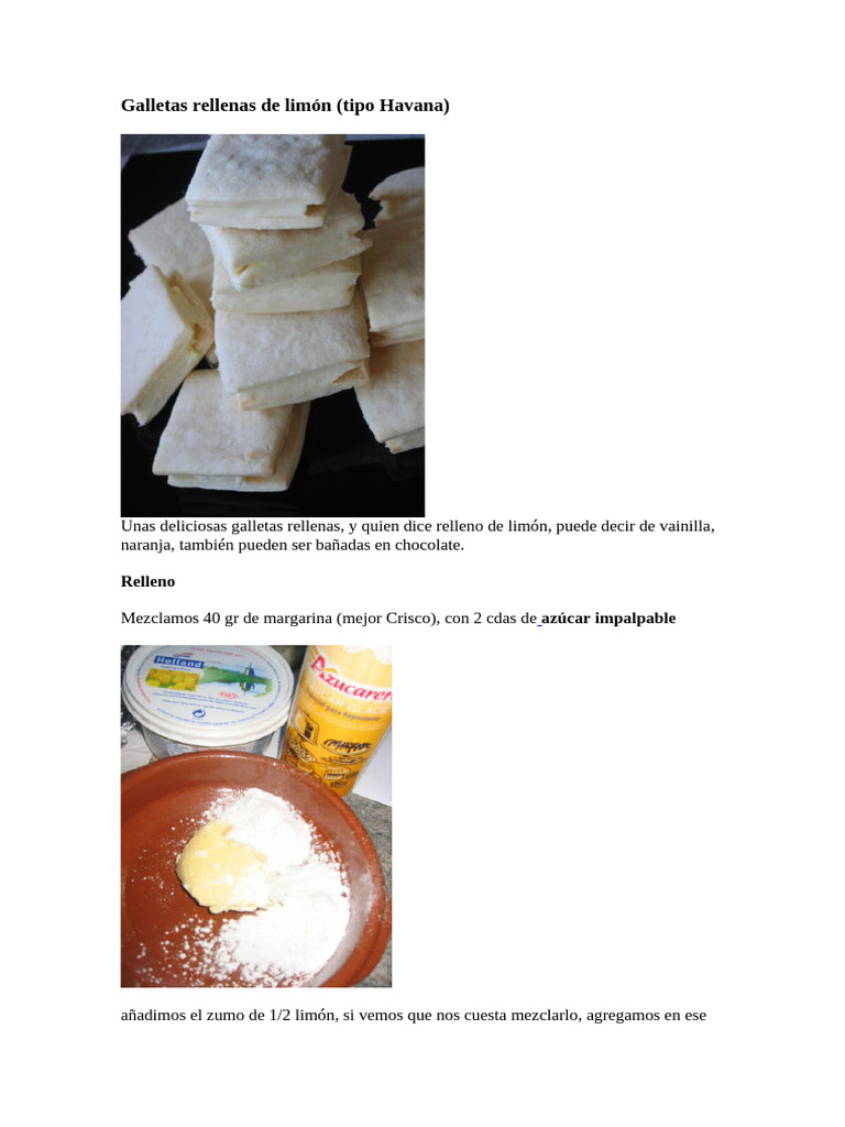 Galletas Rellenas de Limón (Tipo Havana) | PDF