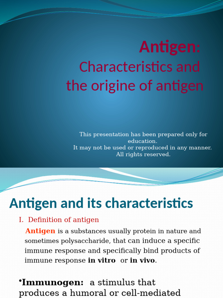 Antigen Characteristics and The Origine of Antigen | PDF | Antigen | Epitope