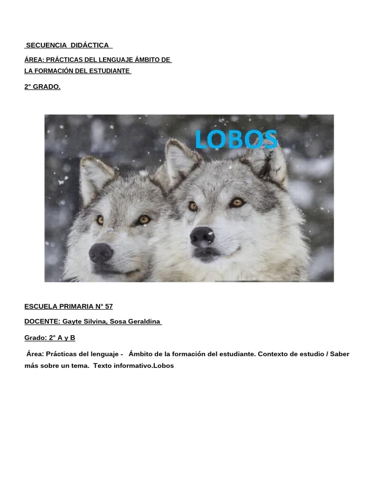 Texto Informativo sobre Lobos para Niños | PDF