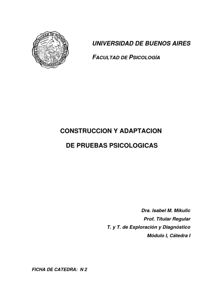 Construccion y Adaptación de Pruebas Psicologicas | PDF