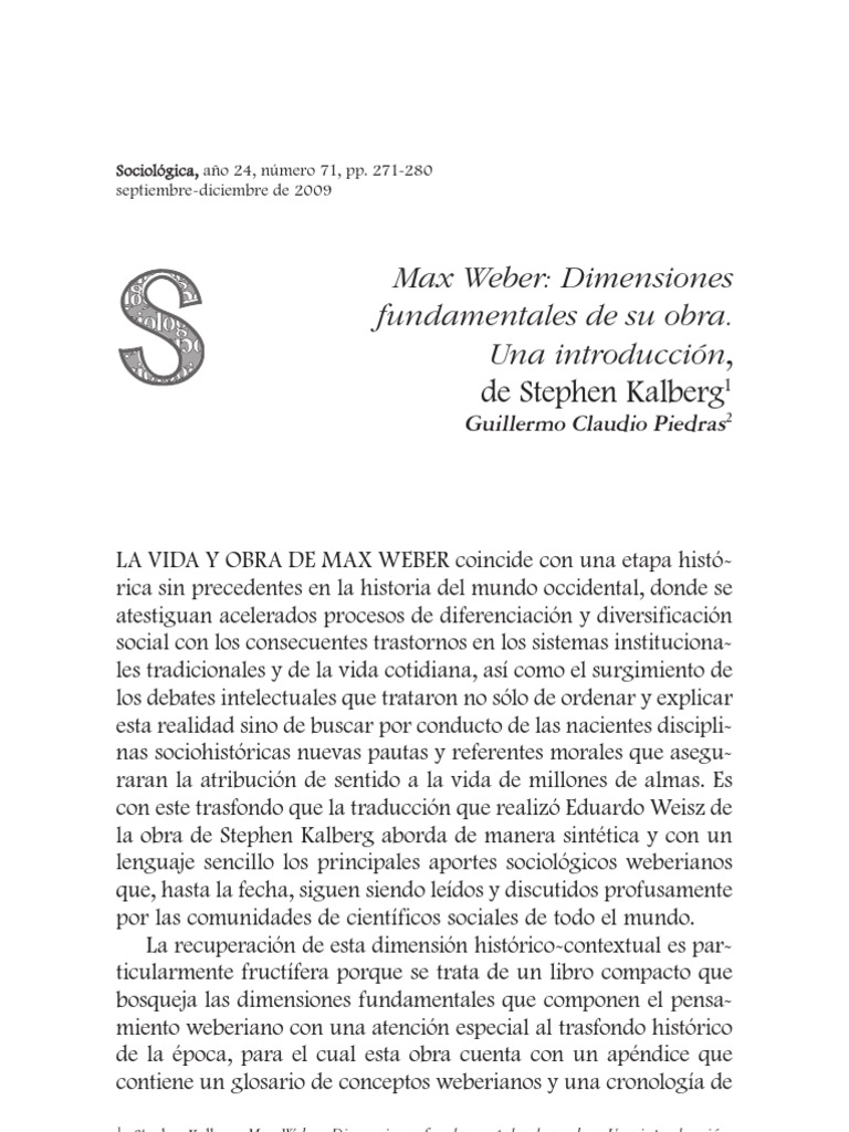 Max Weber - Dimensiones Fundamentales de Su Obra Una Introducción de ...
