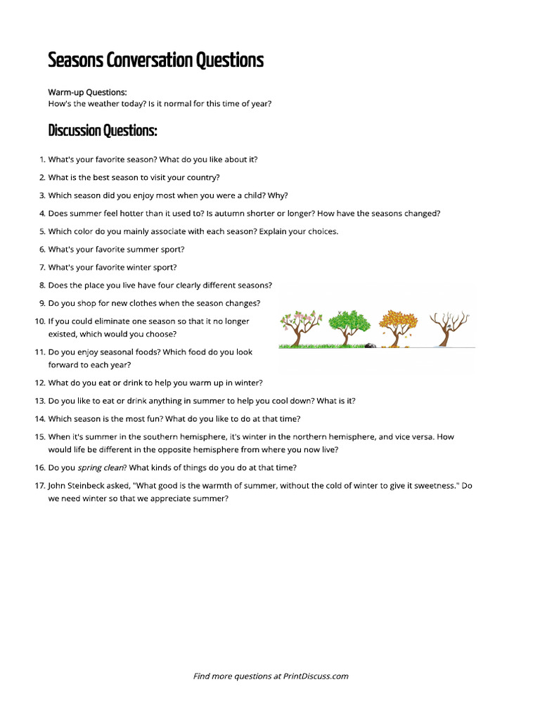 Seasons Questions | PDF