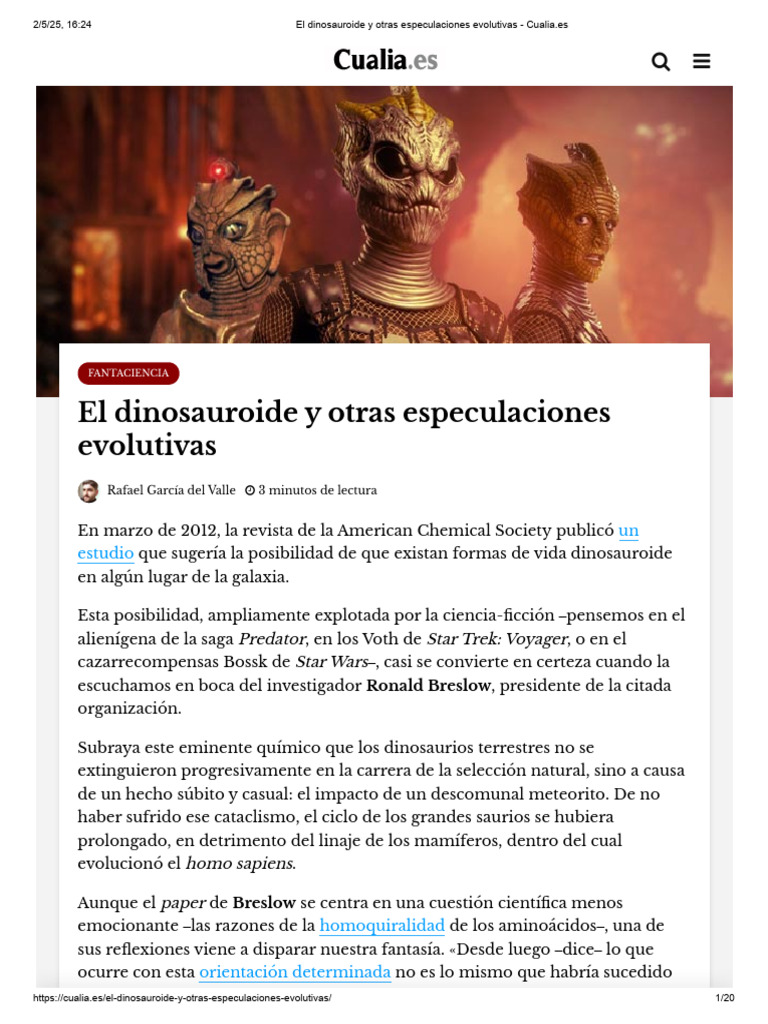 Dinosauroides: Especulaciones Evolutivas | PDF