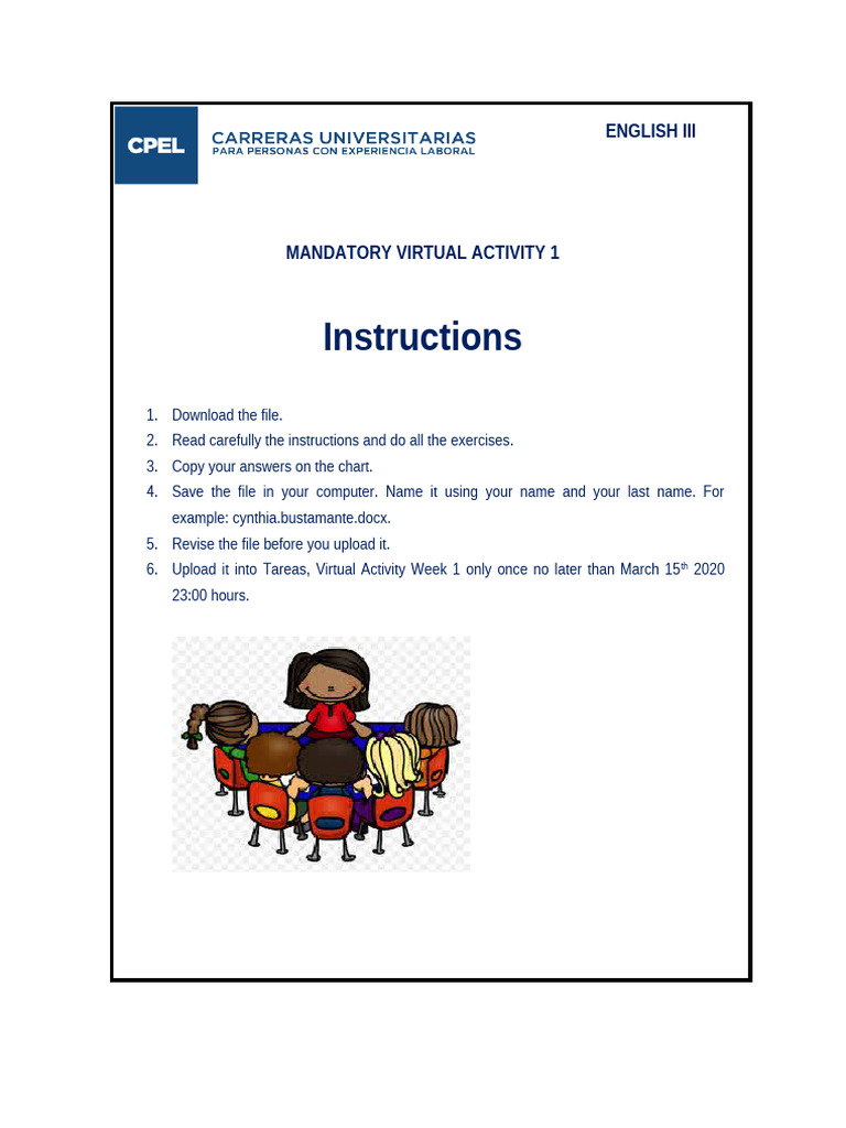 Mandatory Virtual Activity Week 1 - Eng3 Virtual | PDF