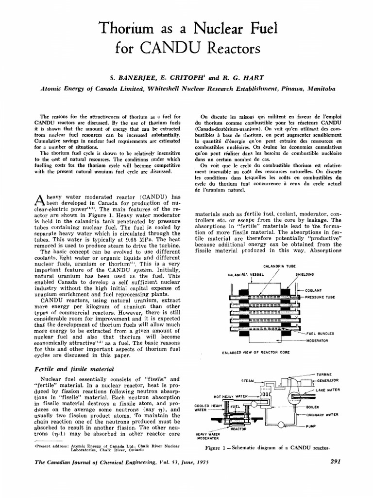Thorium Fuel in CANDU Reactors | PDF | Nuclear Reactor | Nuclear Fission