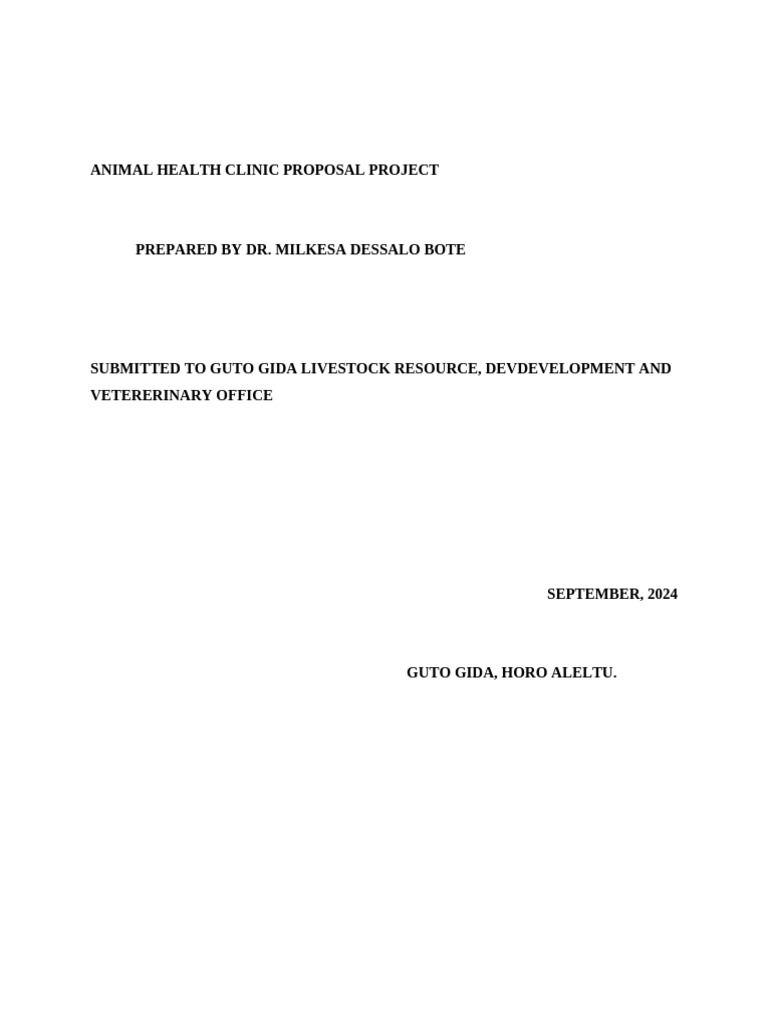 Veterinary Clinic Proposal by Dr. Milkesa | PDF | Veterinary Medicine ...