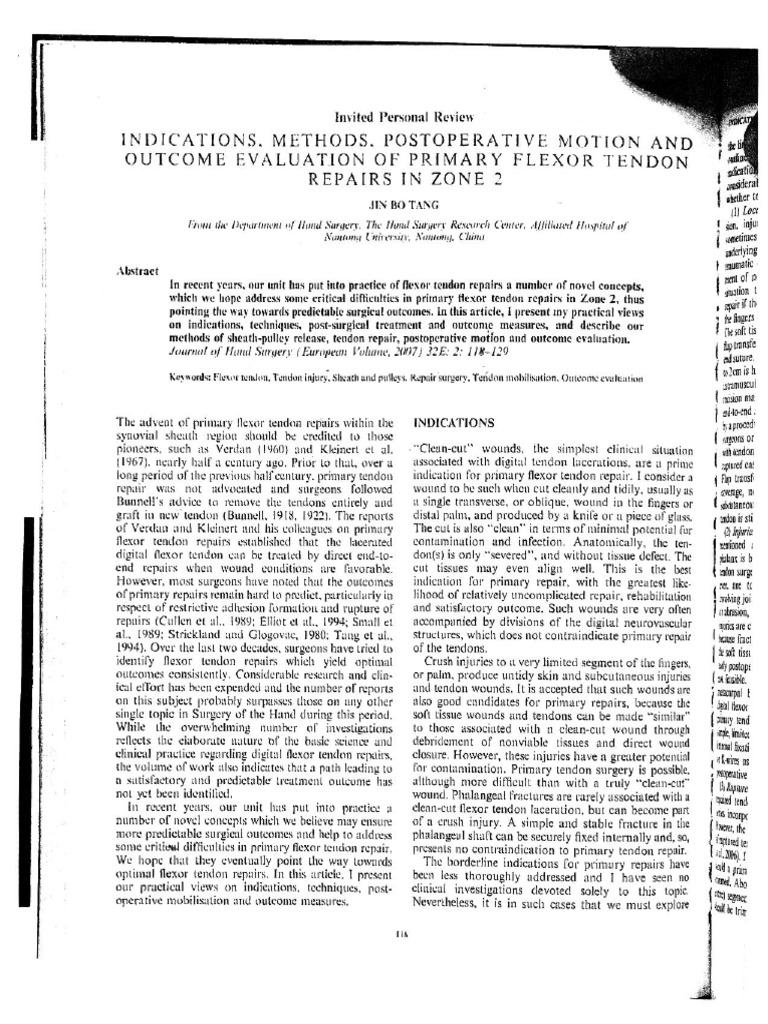 Flexor Tendon Ed 123222 | PDF