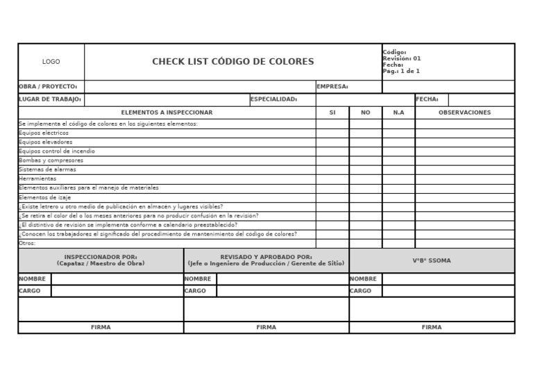 Check List de Código de Colores | PDF