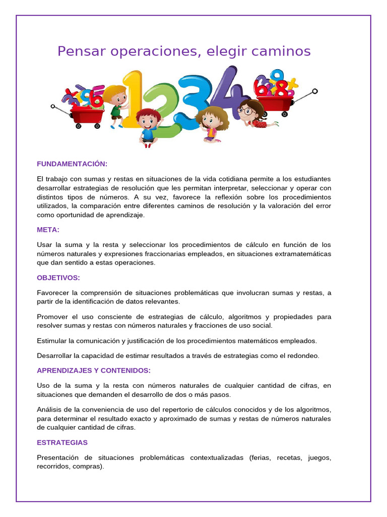 Estrategias para Sumar y Restar | PDF | Algoritmos | Datos