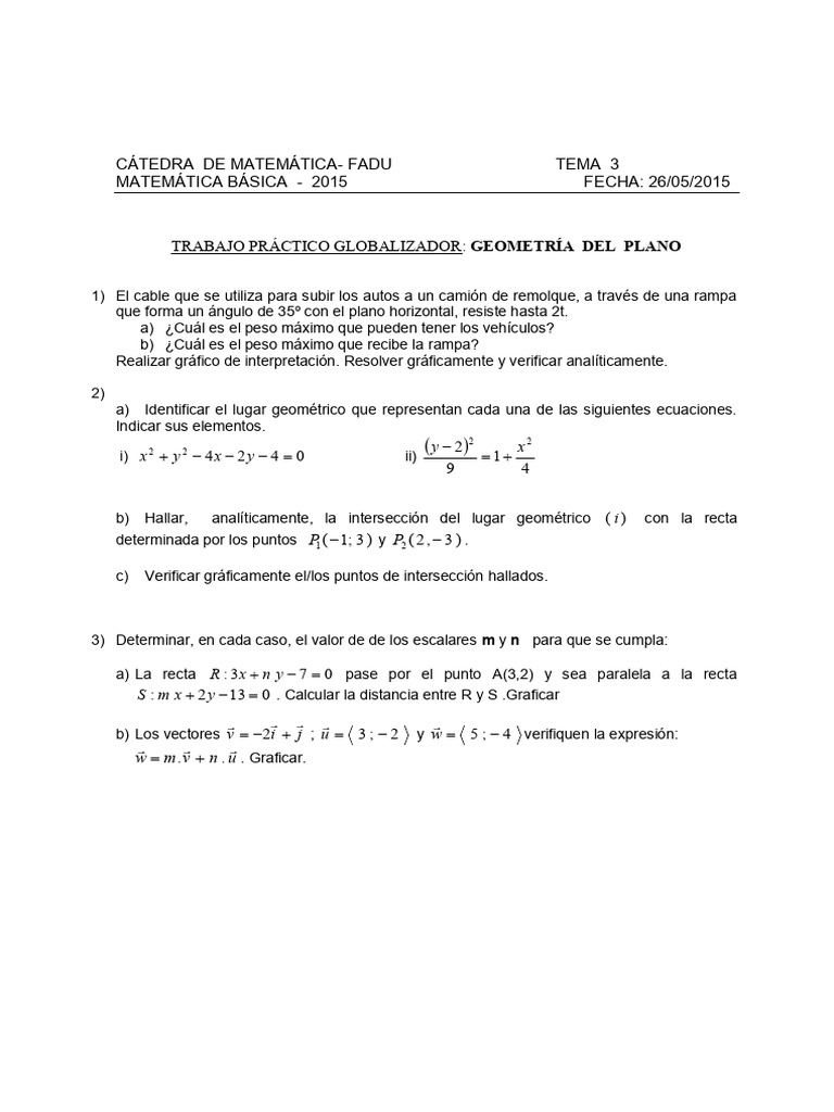 TPG Geom Plano 2015 Tema 3 Resolución | PDF | Geometría | Línea (geometría)