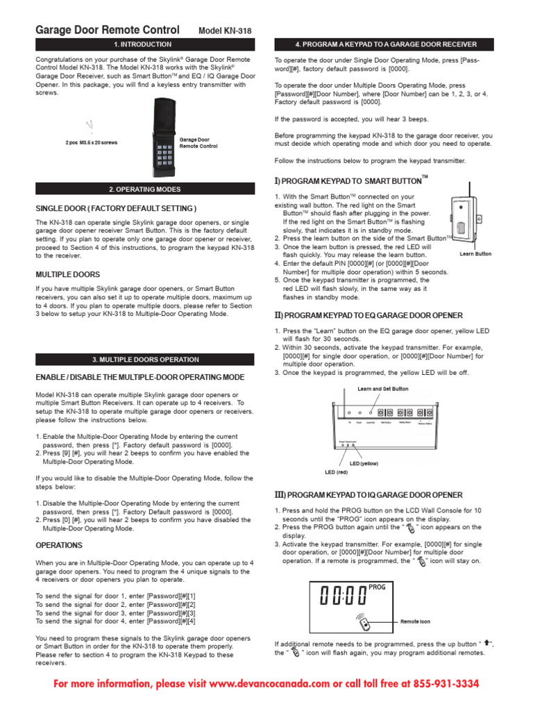 KN 318 Programming Instructions | PDF